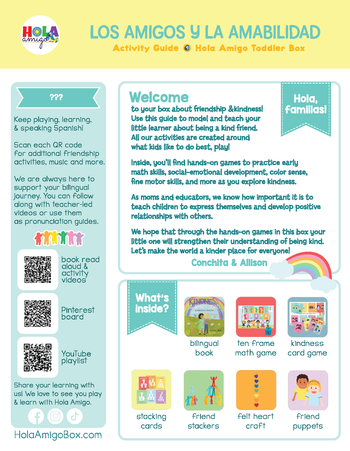 Toddler Busy Box: Los amigos y la amabilidad / Friends and kindness – HolaAmigoBox